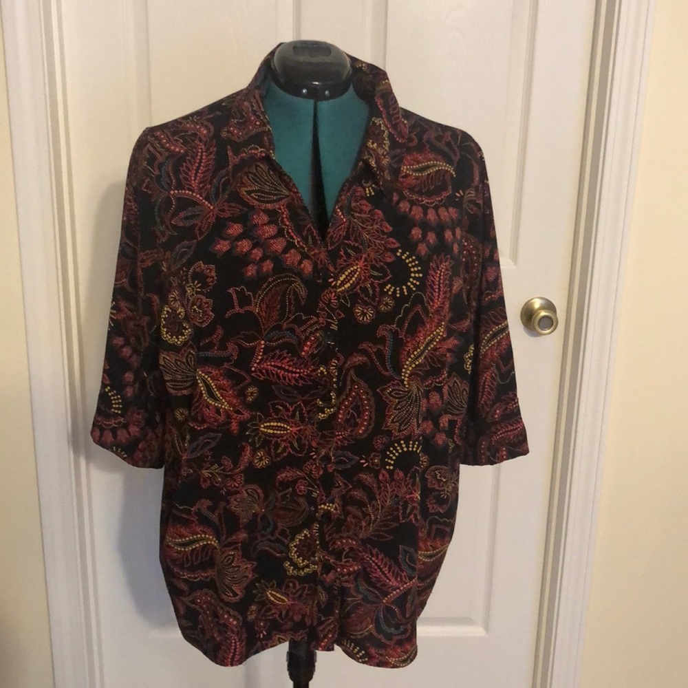 Catherines Multicolored Floral Paisley Blouse Size 2x… - Gem